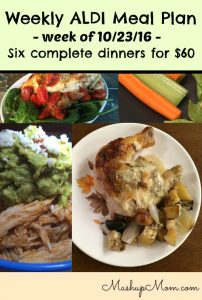 Easy weekly ALDI meal plan week of 10/23/16 - 10/29/16