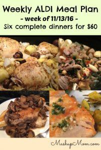 Easy weekly ALDI meal plan week of 11/13/16 - 11/19/16