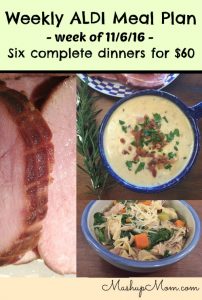 Easy weekly ALDI meal plan week of 11/6/16 - 11/12/16