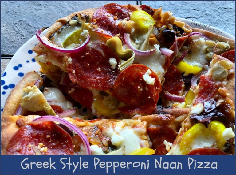 Greek Style Pepperoni Naan Pizza