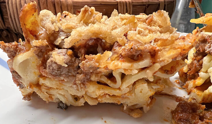 Cream Cheese Pasta Bake with French Fried Onions